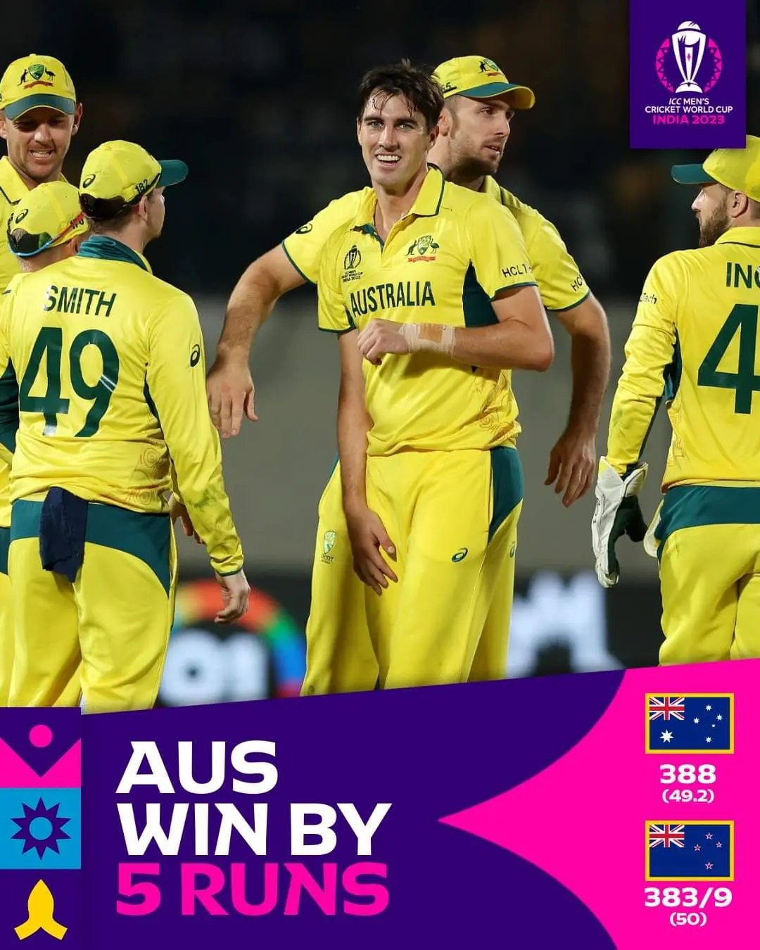 Australia's clash with New Zealand recognized as best match of CWC 2023 ...